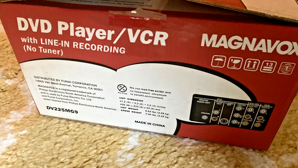 New In Box Magnavox DV225MG9 DVD Player/VCR DV225MG9 Combination Unit ...