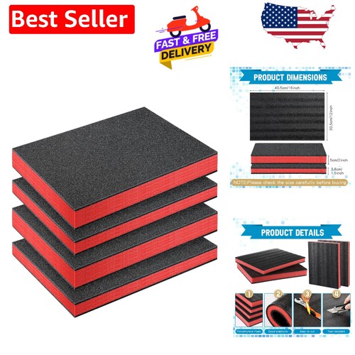 High-Quality Foam Inserts for Cases - 4 Pcs Cuttable 16x12 Sizes in Red ...