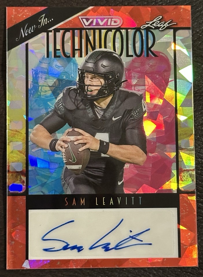 Sam Leavitt 2024 Leaf Vivid Technicolor Cracked Ice Auto #/8 Arizona ...