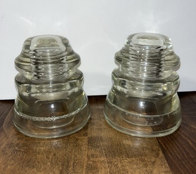 HEMINGRAY 45 INSULATOR USA CLEAR GLASS RARE CONDUCTOR SET OF 2 | eBay