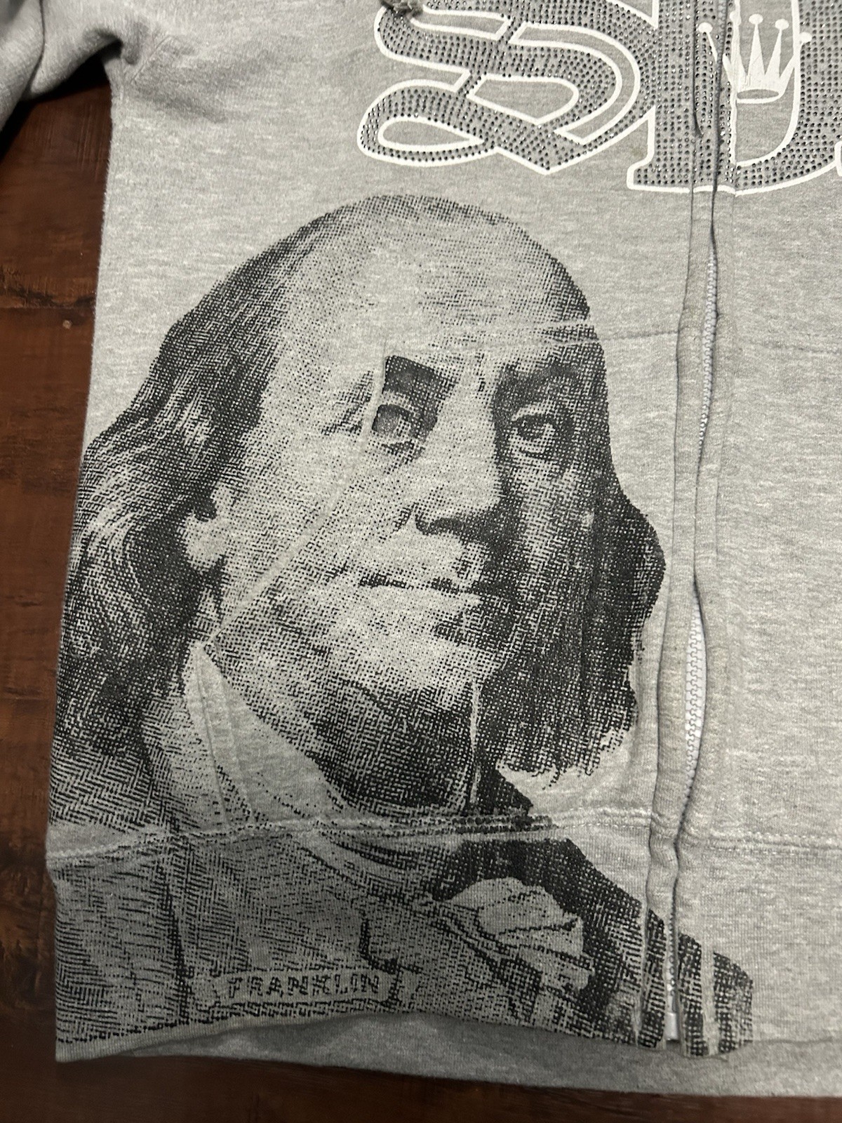 SDL Skys Da Limit Grey Rhinestone Hoodie Zip-Up Size … - Gem