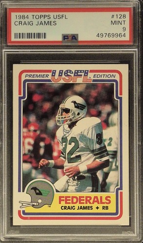 PSA MINT 9 1984 TOPPS USFL CRAIG JAMES 128 49769964 WASHINGTON FEDERALS ...