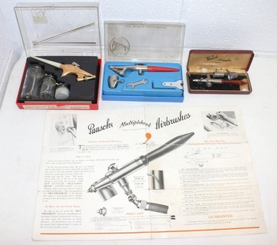 Vintage Airbrush LOT 2x Paasche Type M, Type H, + Binks Wren B, PARTS ...