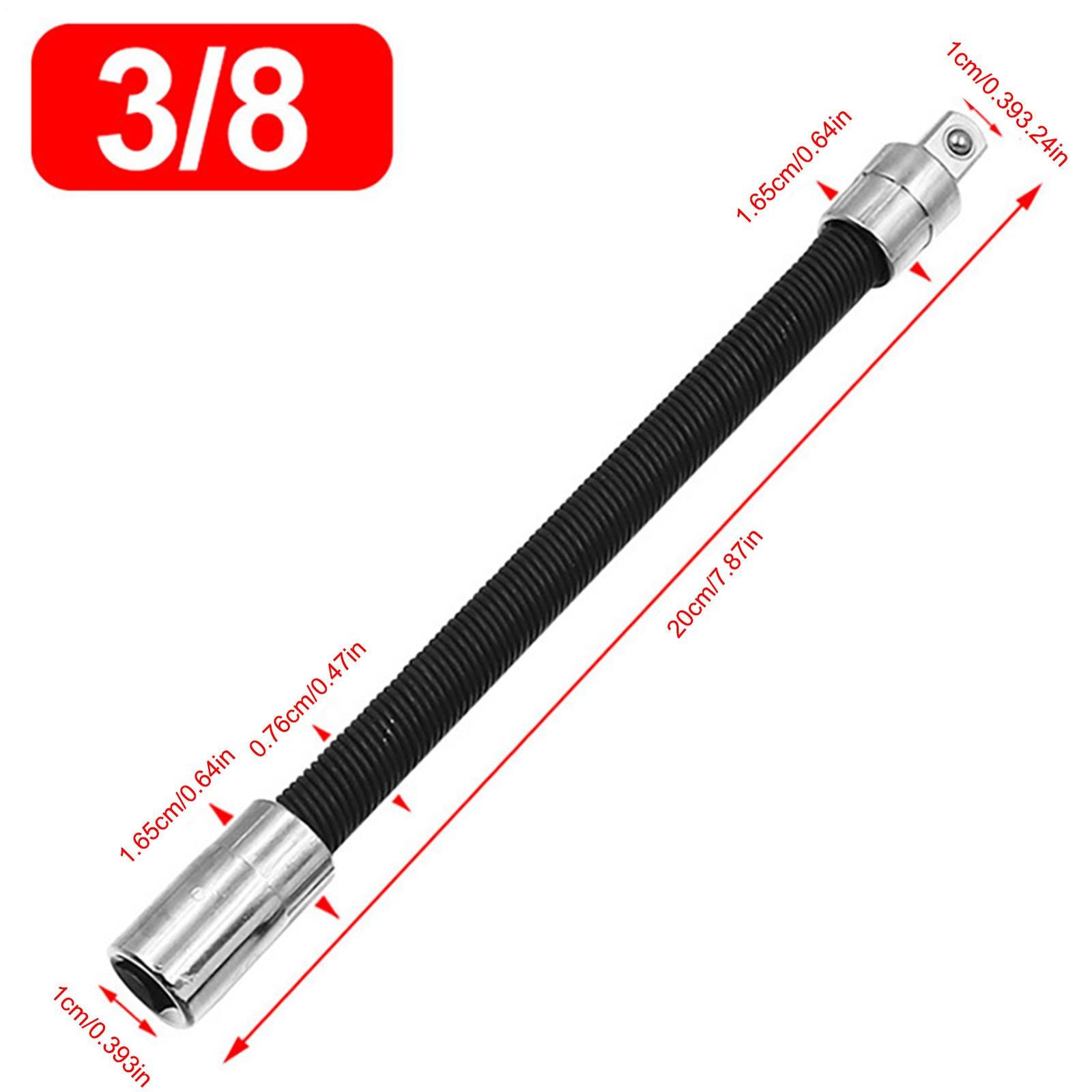 Flexible Socket Wrench Extension Steel 1/4, 3/8, 1/2 Bendable Socket ...