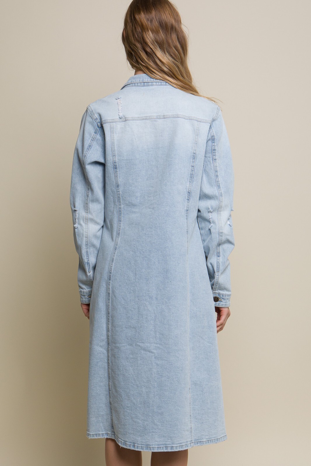 nwt LOVE TREE long denim JEAN JACKET duster SHACKET WESTERN DISTRESSED ...