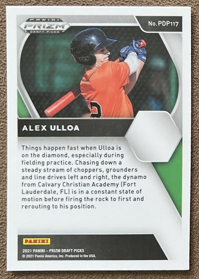 Alex Ulloa 2021 Panini Prizm Draft Picks #PDP117 Rookie Houston Astros ...