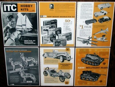 Vintage 1963 IDEAL ITC MODEL CRAFT HOBBY KITS Dealer CATALOG Pages Cars ...