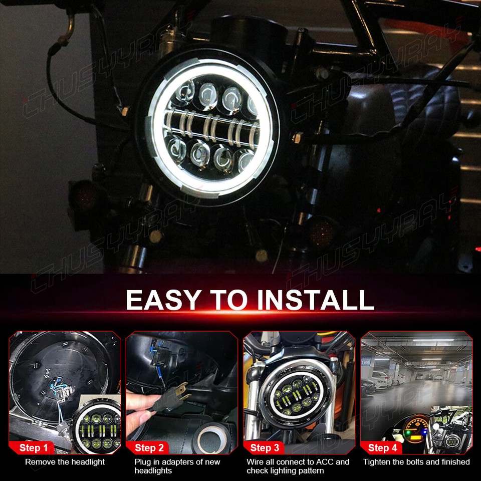 For Ford F1 1948-1952 Pair 7" Inch Round LED Headlights with Halo DRL ...