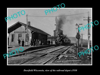 OLD LARGE HISTORIC PHOTO OF DEERFIELD WISCONSIN VIEW OF THE RAILROAD ...