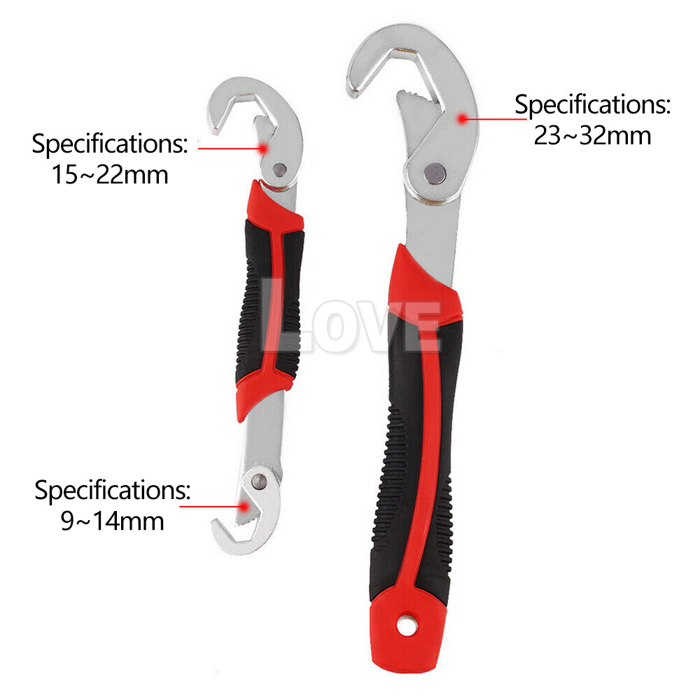 4PC Universal 9-32mm Adjustable Wrench Spanner Set Quick Snap Grip ...