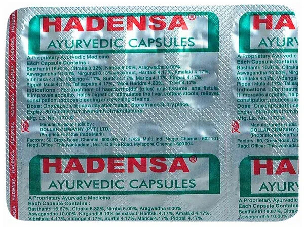 Hadensa (50 capsule) Ayurvedic Pills For Haemorrhoids, Fissures, Piles ...