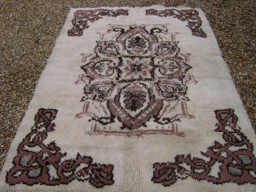 vintage 1970s WOVEN on a LOOM WOOL KILIM RUG THROW long pile 196x128cm ...