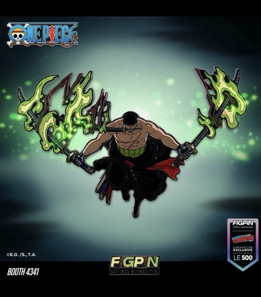 NYCC 2025 EXCLUSIVE - FigPiN XL - One Piece Roronoa Zoro GITD Pin LE ...