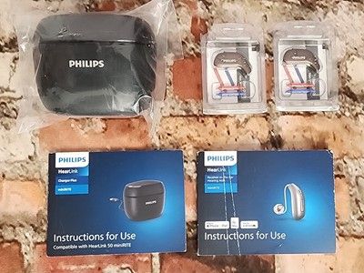 Philips Hearlink Hearing Aids 9050 MNR BR with Case Charger | eBay