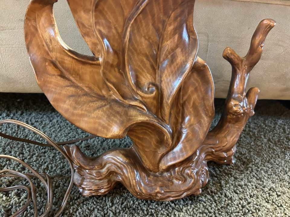 Vintage Lane & Co Van Nuys USA TV Lamp Beautiful Organic MCM Leaves ...