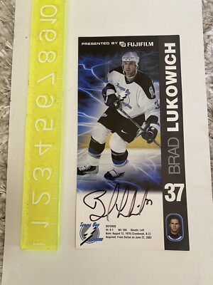 NHL Tampa Bay lightning brad Lukowich sign post card ticket | eBay