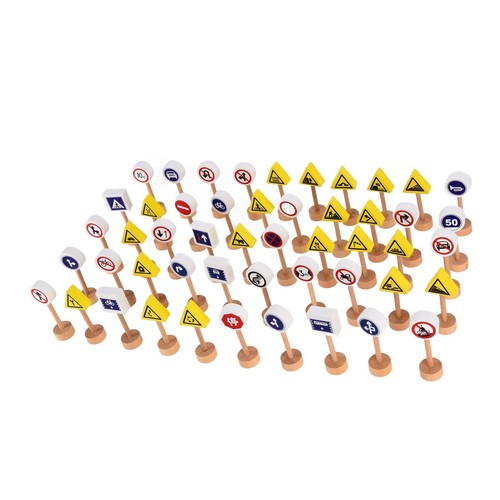 Kids Wooden Street Signs Playset Help Learning Exquisite Toy Traffic ...
