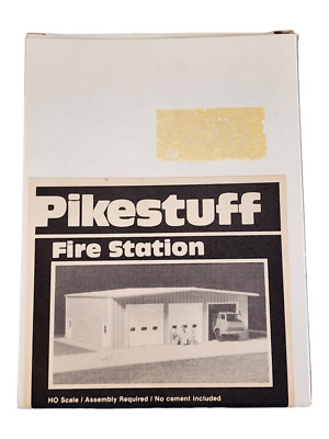 Vintage HO Scale Pikestuff Fire Station Firehouse Building Model Kit ...