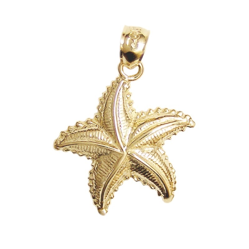 New 14k Yellow Gold Starfish Pendant | eBay