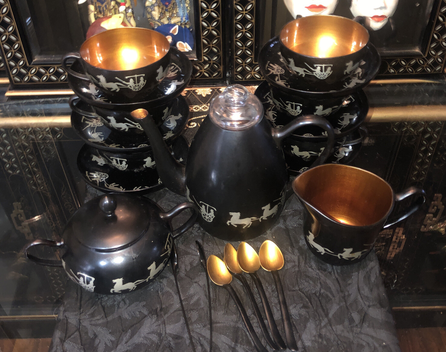 Vtg 1950’s Japanese Black Lacquer Tea Set -22pc | eBay