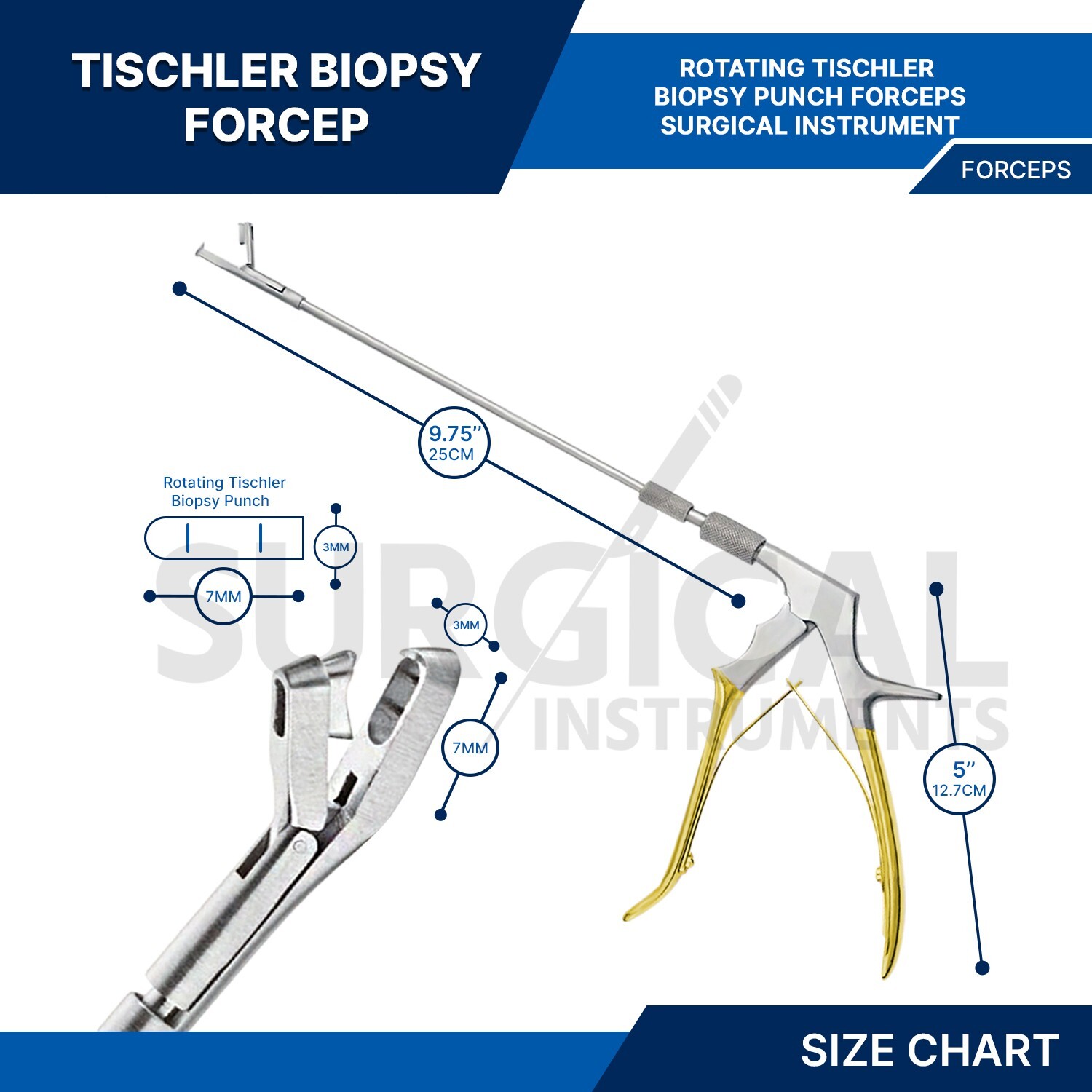 Baby Tischler Rotating Cervical Biopsy Punch Forceps 3x7mm Bite Tip Up ...