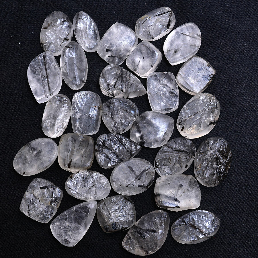 28 Pcs Natural Rutile Quartz Druzy Black Needles Untreated Gemstones ...