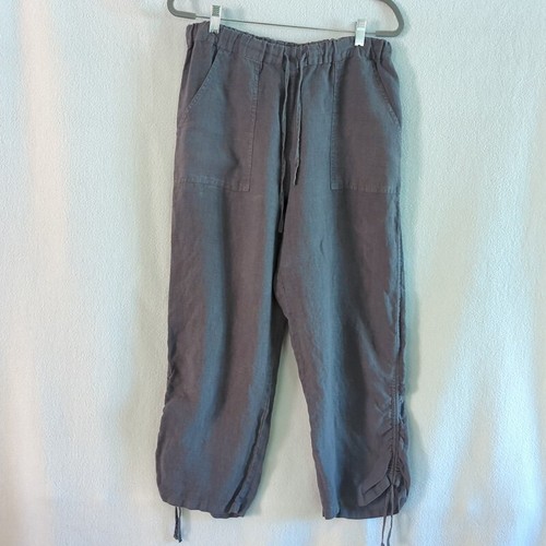 Nicki & Bell Grey 100% Linen High Rise Crop Pants w Pockets ...