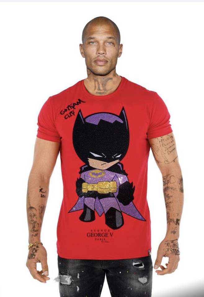 Avenue George V Paris Batman T-shirt Men's Red Tee's Rhinestone XL, 2XL ...