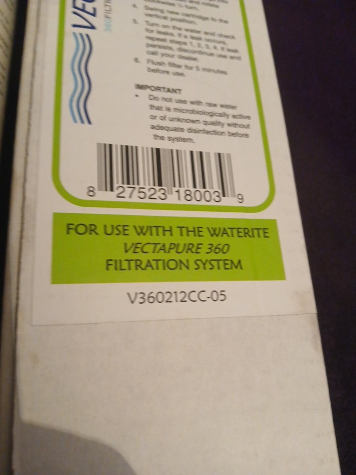 Vectapure 360 Carbon Block Pre-filter Cartrige V360212CC-05 (OPENED BOX ...