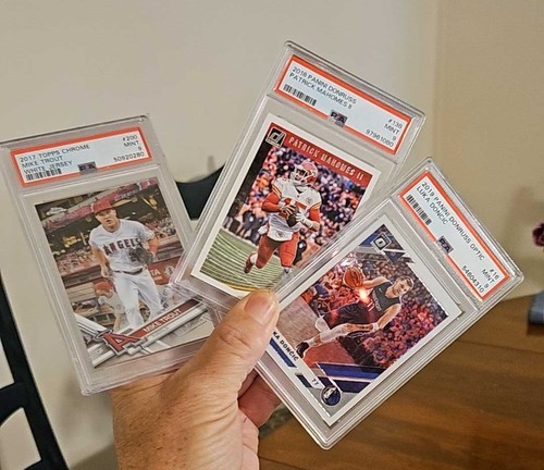 3 CARD GRADED PSA 9 MVP LOT PATRICK MAHOMES II LUKA DONCIC MIKE TROUT ...