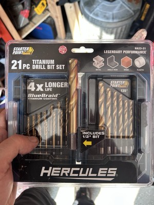 HERCULES Titanium Drill Bit Set 21 Piece Freight Harbor 1/16 1/8 3/16 1 ...