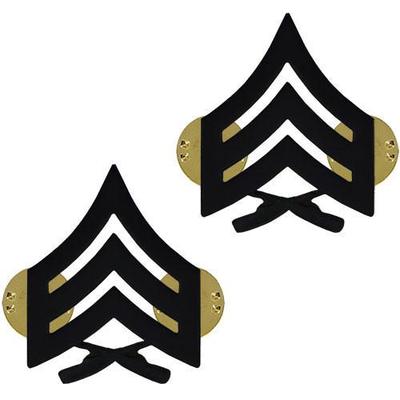TWO (2) SERGEANT SGT E5 REGULATION BLACK CHEVRON SET LAPEL HAT PIN UP ...