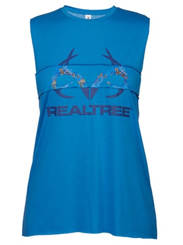 Realtree Camouflage WOMEN Deep Sea Blue Antler Logo Muscle Tank Top T ...