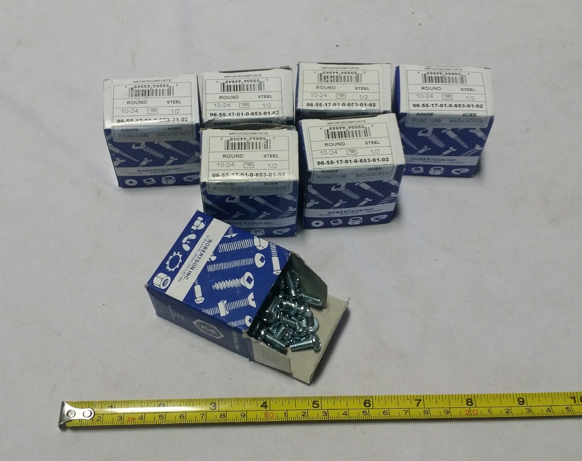 700, Robertson, Machine Screw, #10-24 X 1/2" - Round Head, 7 bxs, Sbwh ...