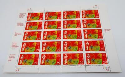 USPS 1992 Year of the Rooster Full Sheet 29 Cent Stamps Set of 20 ...