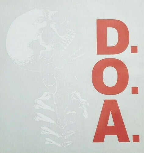 D.O.A. Logo Iron On Heat Transfer Red & White 12"x12.5" Punk Rock Band ...