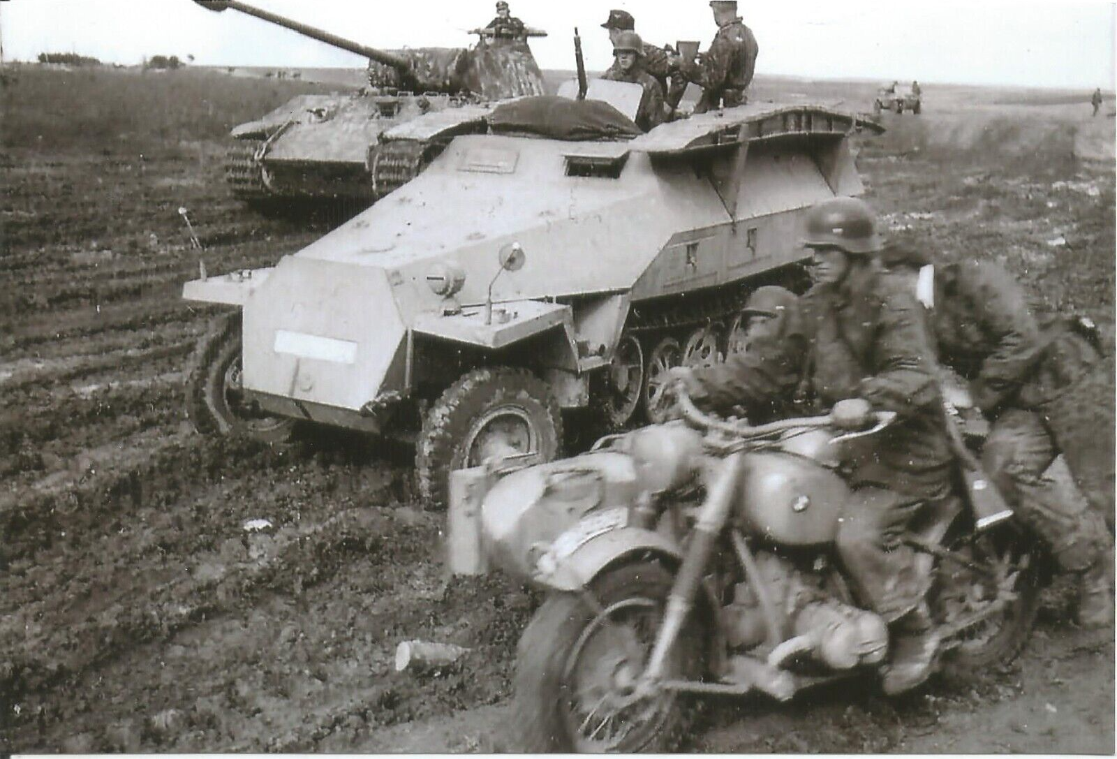 WW II German Photo ** Panther Tank & Halftrack & Motocycle.. | eBay