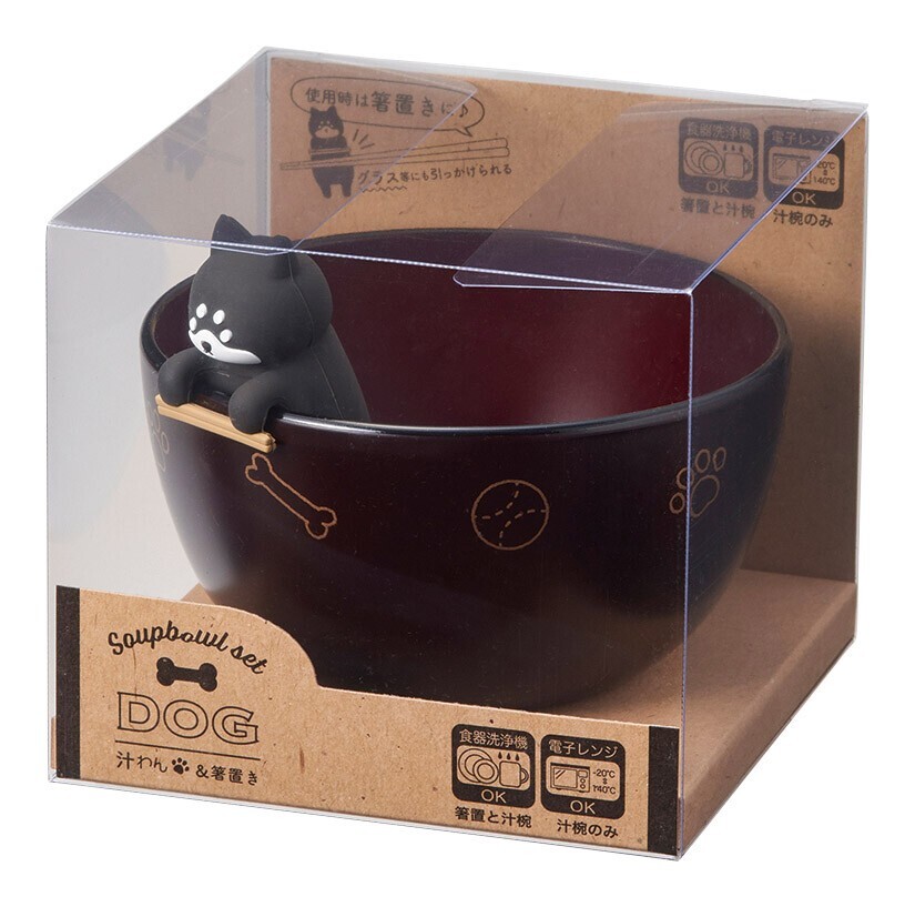 Japanese Miso-soup Bowl Shiba Inu Set of Bowl &Chopsticks Rest /made in ...