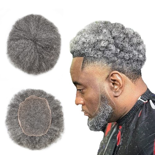Afro Curly Mens Toupee Full French Lace African American Wigs 10x8CM ...