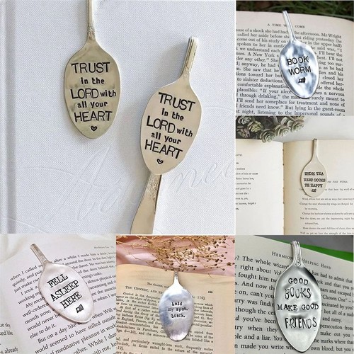 Stainless Steel Spoon Bookmark Spoon Shape Book Page Mark Bookmarks for ...