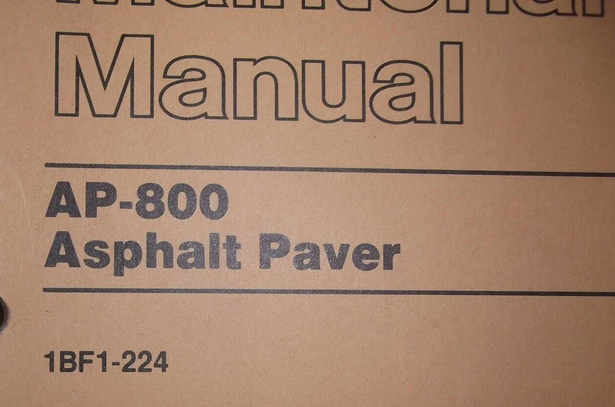 CAT CATERPILLAR AP-800 ASPHALT PAVER OPERATION & MAINTENANCE MANUAL ...