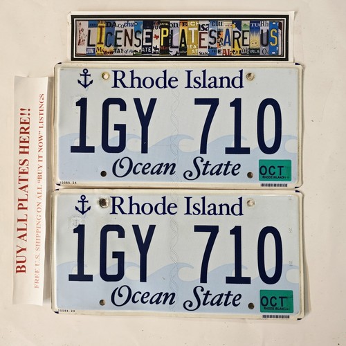 RHODE ISLAND FLAT LICENSE PLATE PAIR 🔥FREE📬🔥 1GY710 ~OCEAN STATE ...