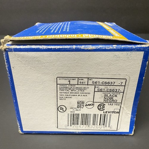 Leviton CS637-7 Locking CS Flanged Inlet, 2-Pole, 3-Wire, 50A 125VAC | eBay