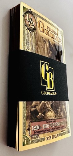 x100 Florida 1/2 Goldback Lot 24k Gold Foil Note Bill Currency 1/2000th ...
