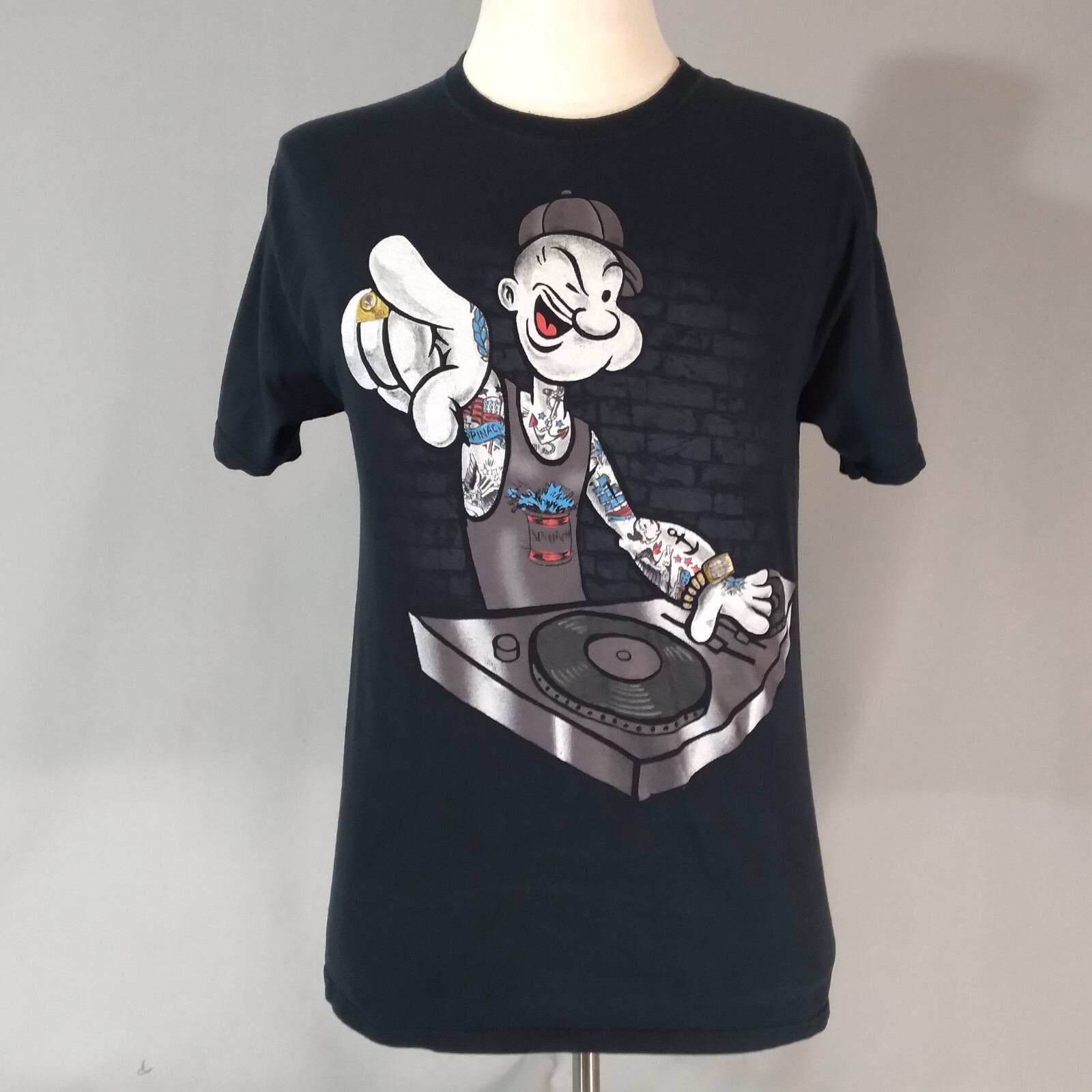 Popeye DJ Rap t-shirt adult medium black cotton short sleeve | eBay