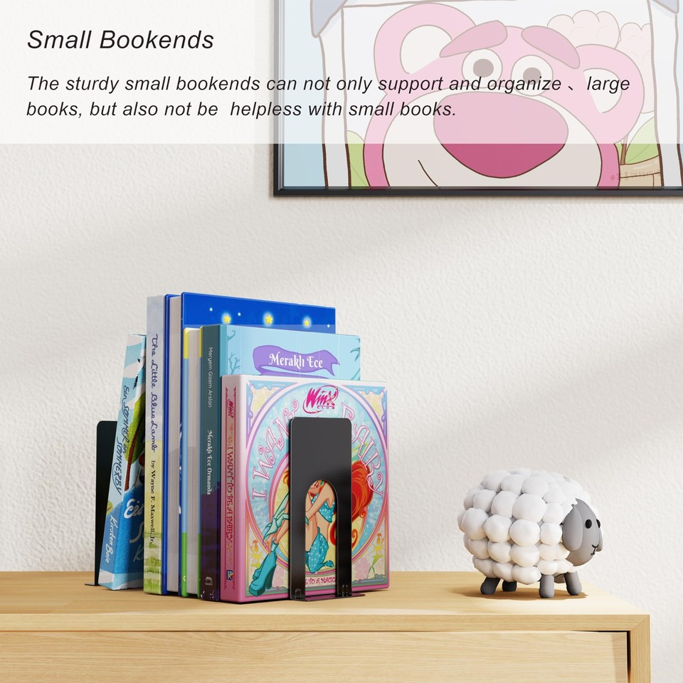 6 Pcs Heavy Duty Metal Bookends for Shelves Book Stoppers for Library ...