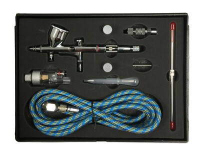 AB-180 Professional Precision Gravity Feed Double Action Airbrush Kit ...