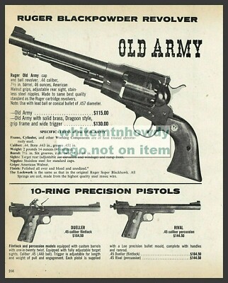 1975 RUGER Old Army Blackpowder Cap and Ball Revolver PRINT AD | eBay