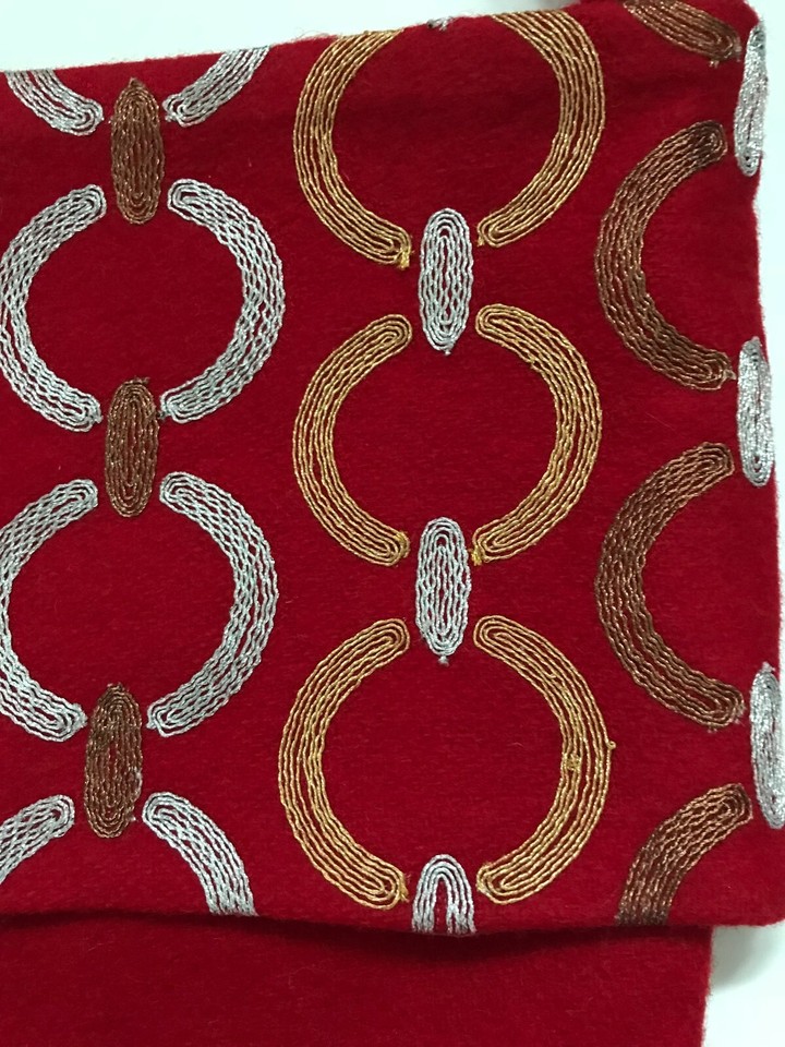 Crate & Barrel Metallic RINGS Christmas Stocking-Red/Gold/Silver/Bronze ...