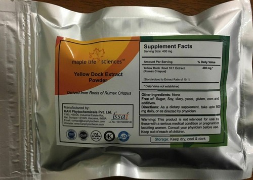 Yellow Dock Root Extract 10:1 Powder Rumex Crispus Pure & High Quality ...